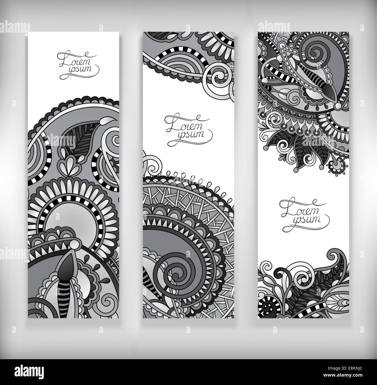 set of grey decorative flower template banner Stock Photo - Alamy