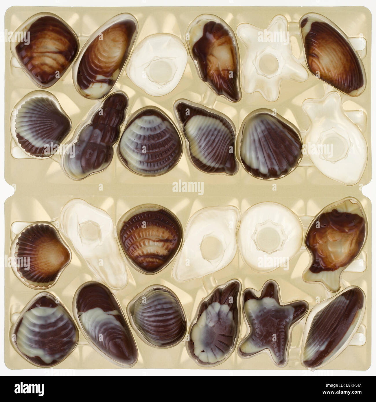 Mixed pieces of chocolate seashell candies Stock Photo - Alamy