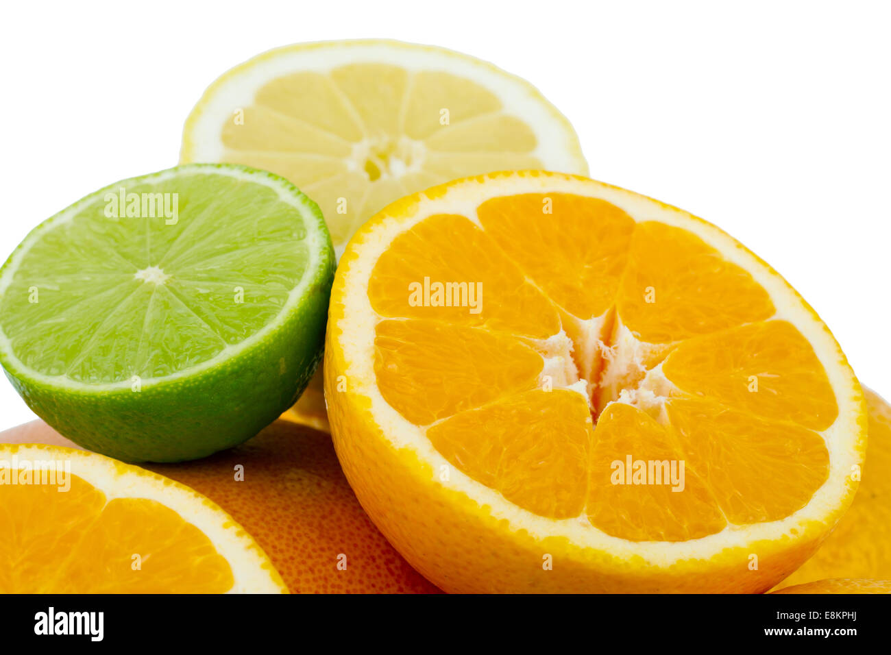 Colorful Citrus Fruits isolated on white background Stock Photo - Alamy