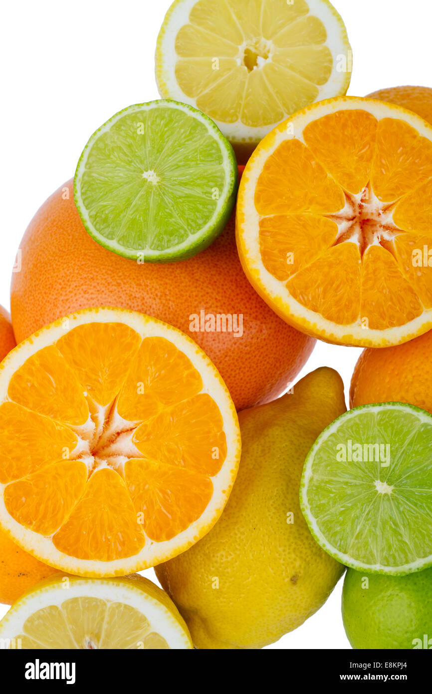 Colorful Citrus Fruits isolated on white background Stock Photo - Alamy