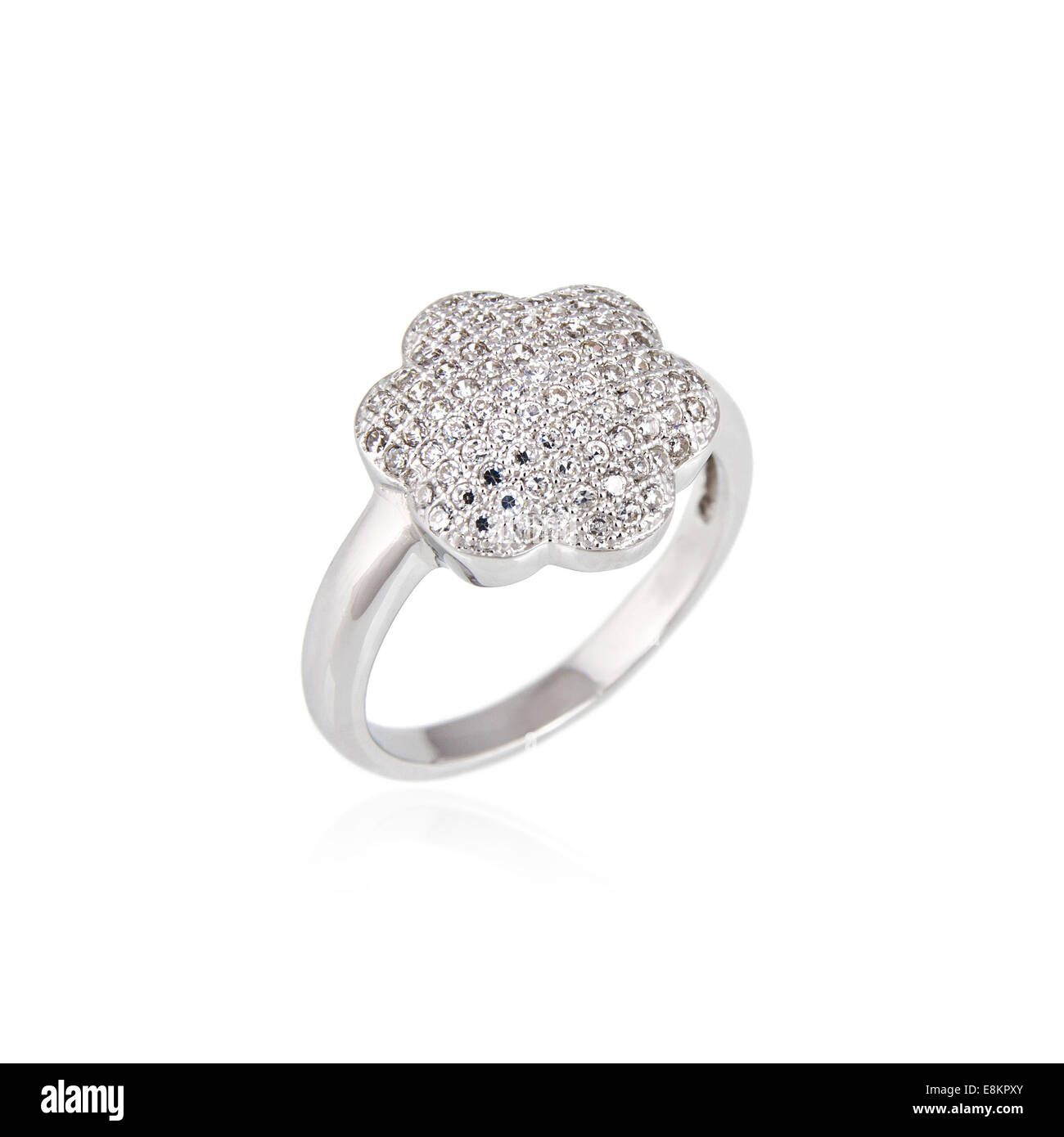 Silver ring on white background Stock Photo - Alamy
