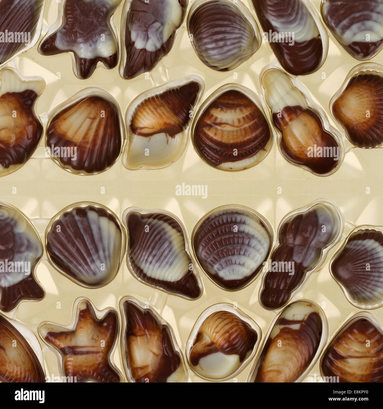 Mixed pieces of chocolate seashell candies Stock Photo - Alamy