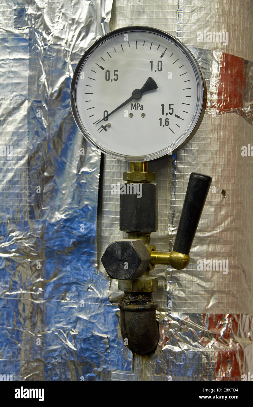 Manometer pressure in the boiler room Stock Photo - Alamy