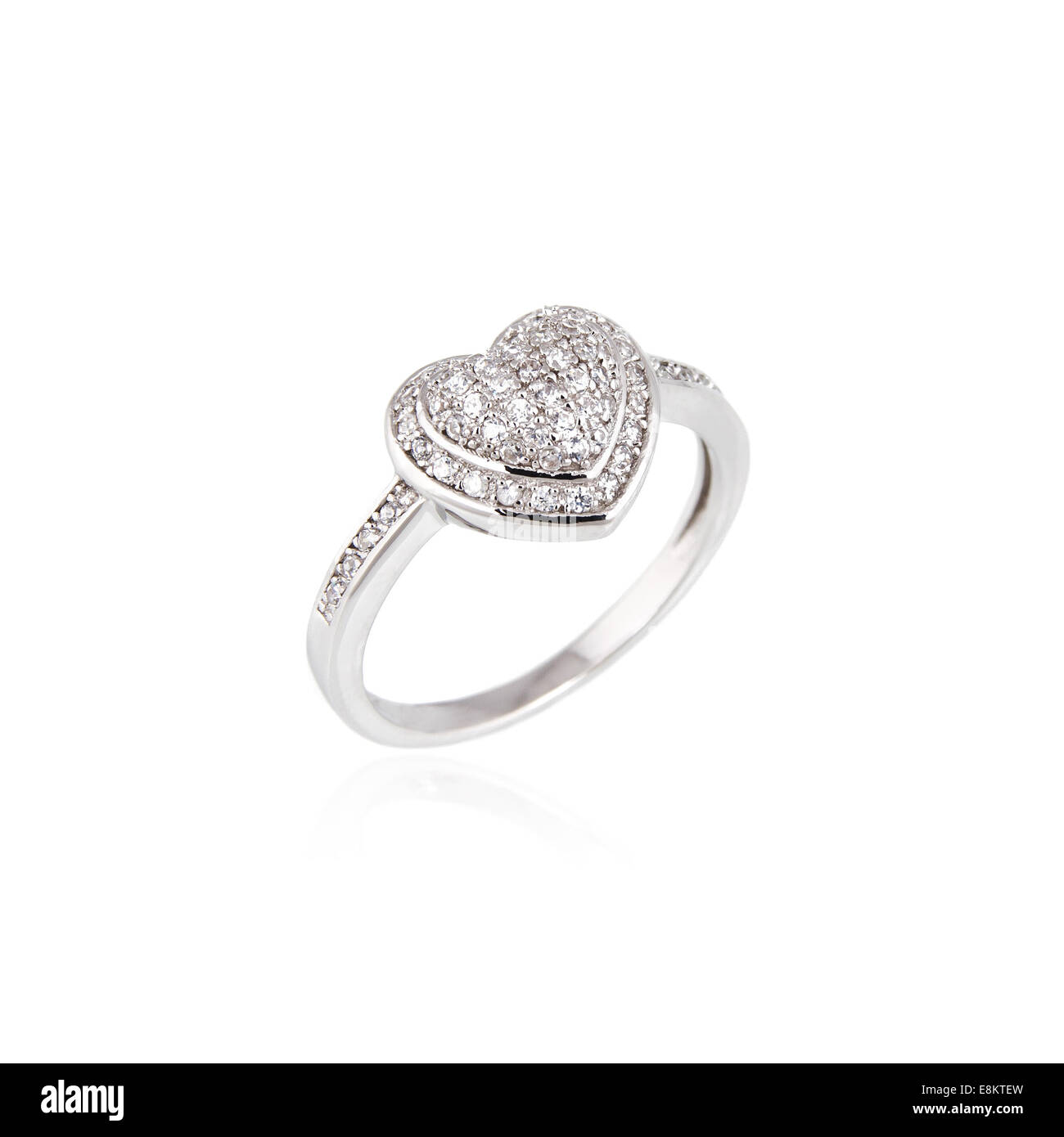 Silver ring on white background Stock Photo - Alamy