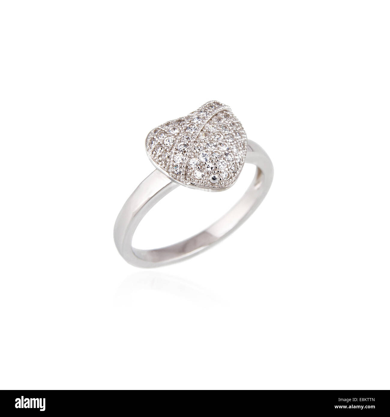 Silver ring on white background Stock Photo - Alamy