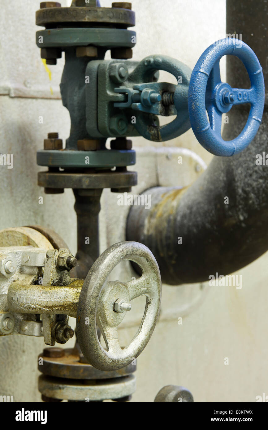 Pressure valves in gas boiler room Stock Photo - Alamy