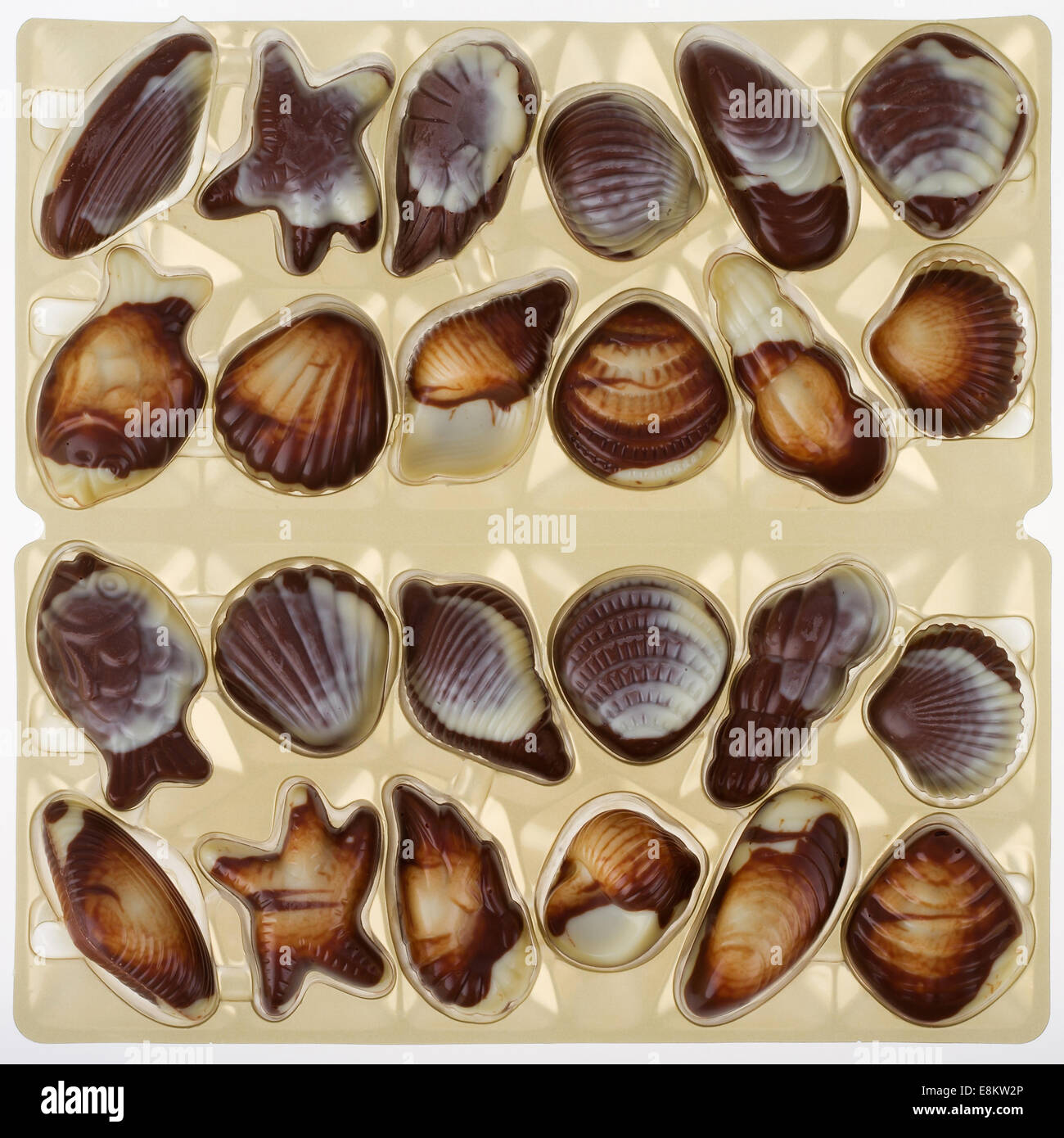 Mixed pieces of chocolate seashell candies Stock Photo - Alamy