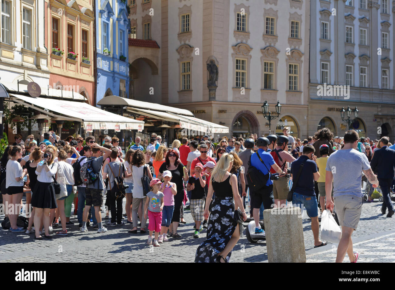 A crowd gathered in the Old Town Square in the City of Prague, Czech ...