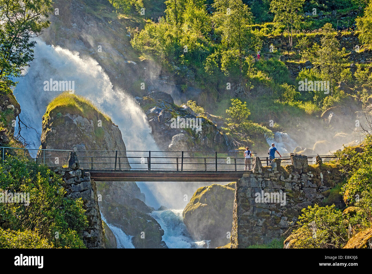 Waterfall and River Olden Norway Stock Photo - Alamy