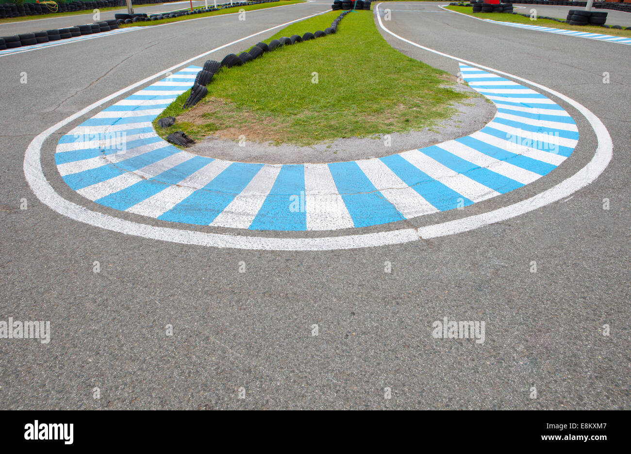 Karting circuit turn on a empty open-air race car circuit Stock Photo ...