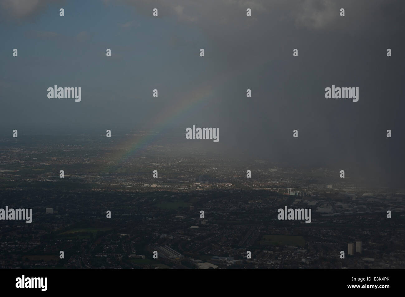 London, England, United Kingdom, 09 October 2014. UK weather: Rainbow ...