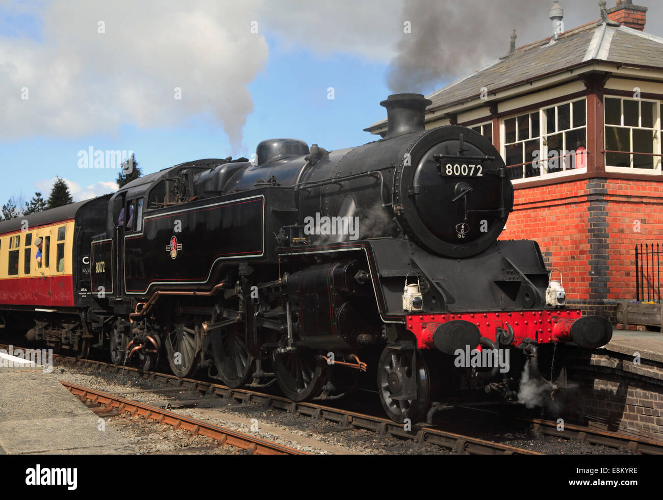 BR Standard Class 4 Tank loco prepares to depart Carrog Station with ...