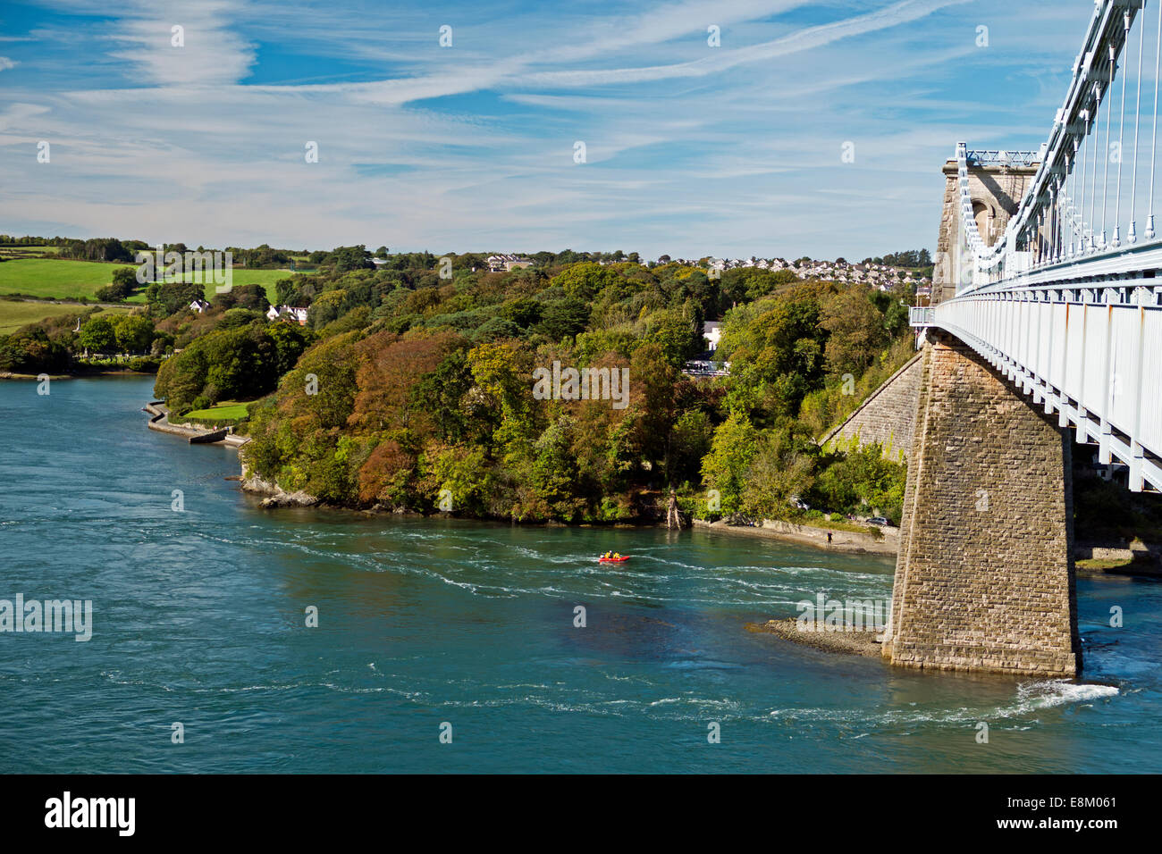 Menai suspension bridge Anglesey North Wales Uk menai straits sea ...
