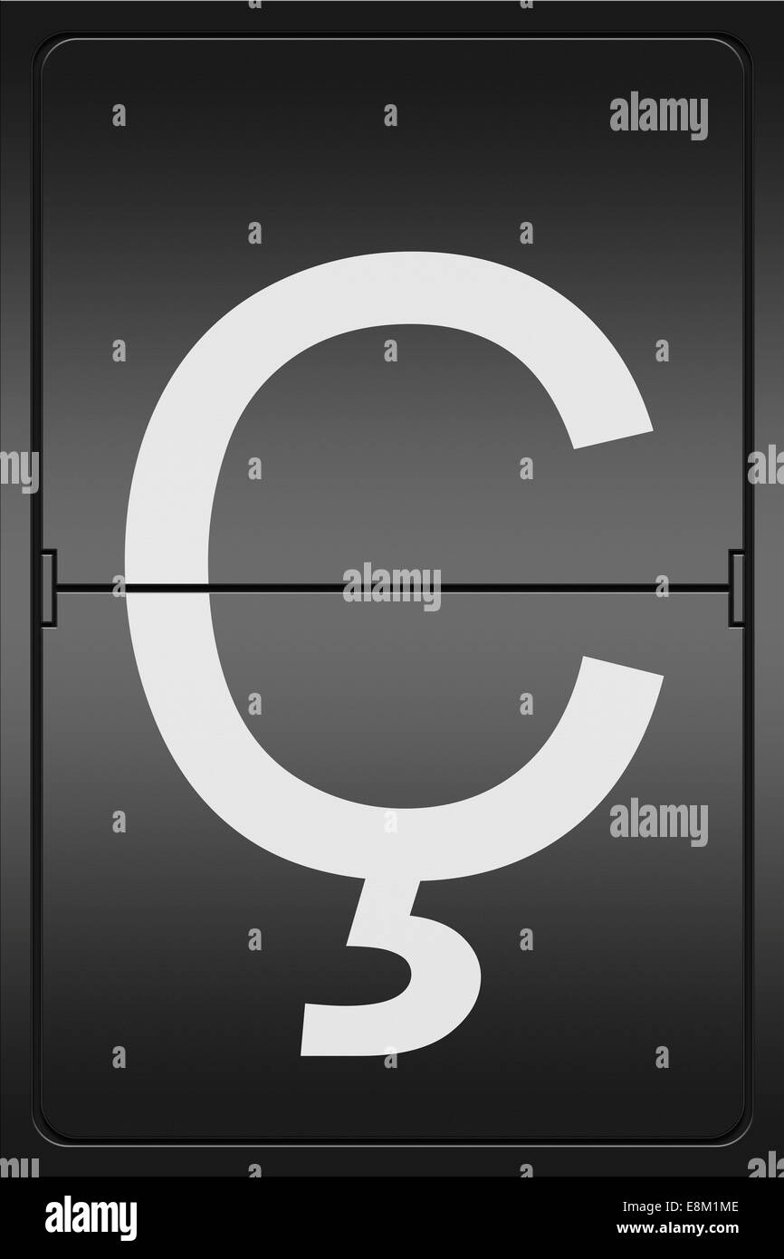 Illustration of a mechanical leter indicator showing the letter c with ...