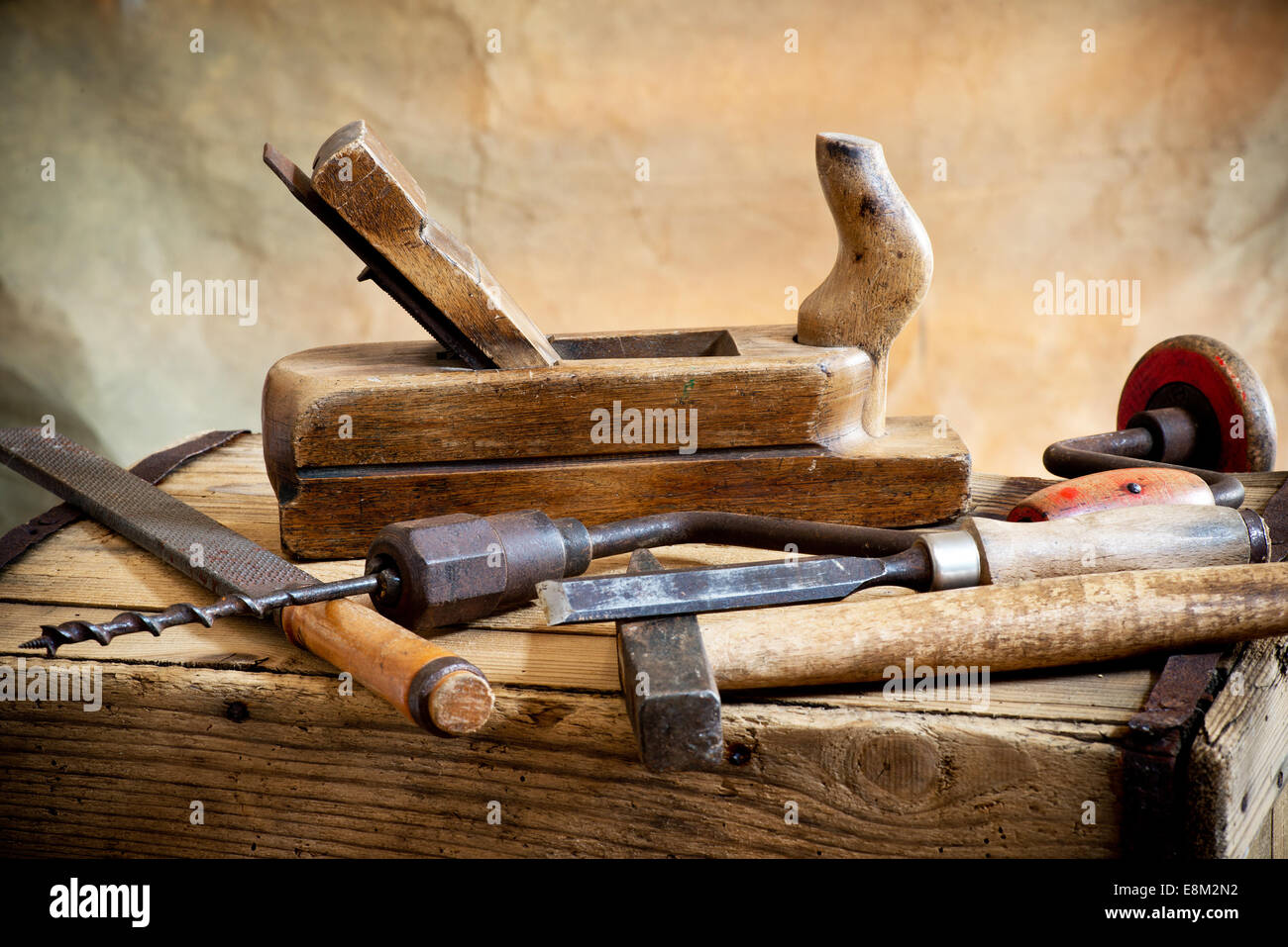 still life with old hammer and carpentry tools Stock Photo - Alamy