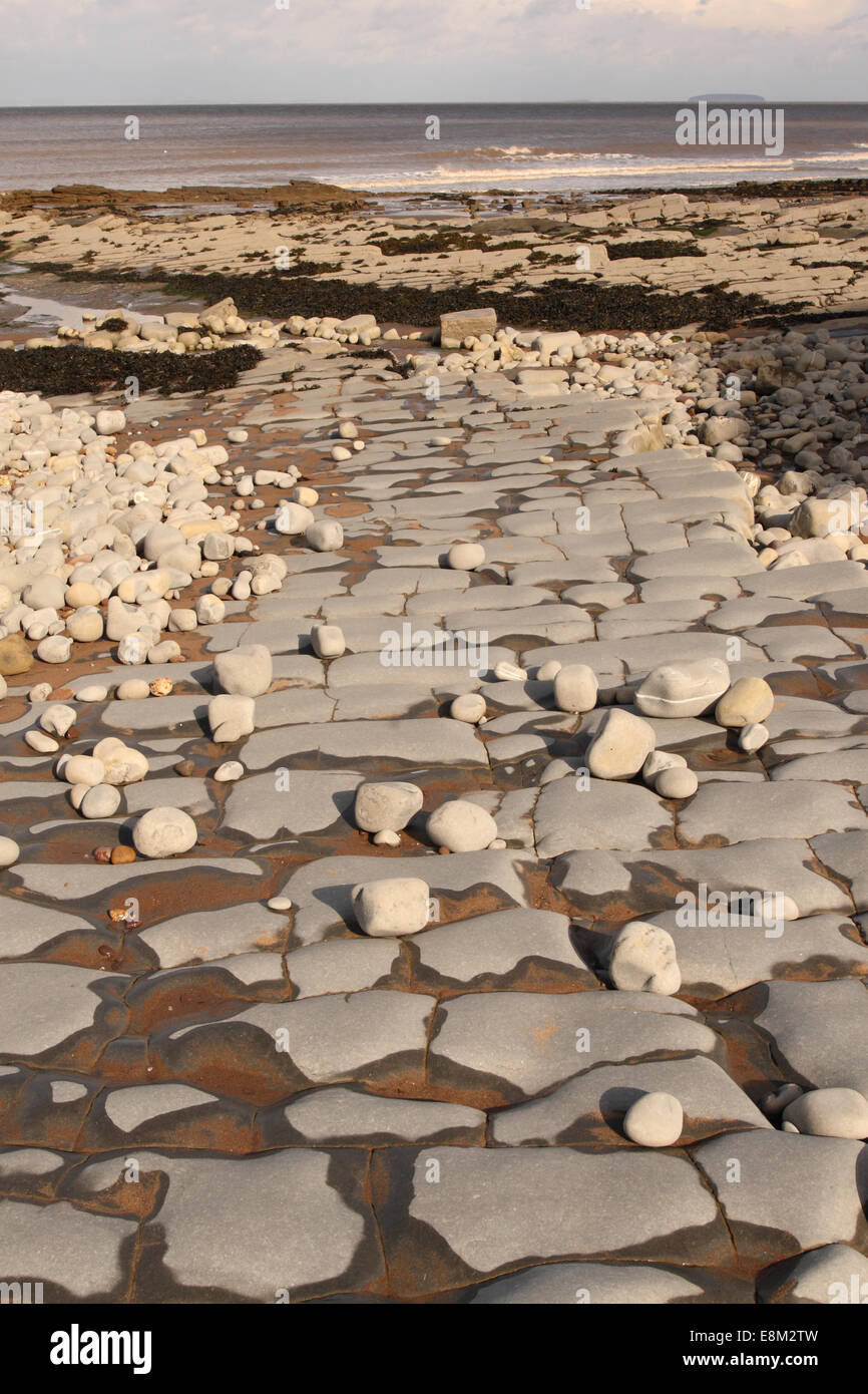 Lilstock Somerset UK jointed limestone bed at Lilstock beach a SSSI ...