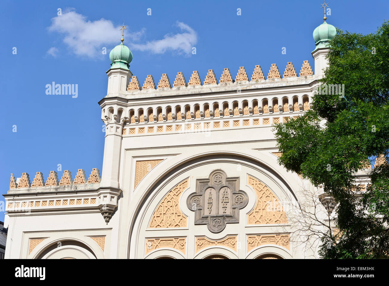 The exterior of the Moorish style Spanish Synagogue in Prague, Czech ...
