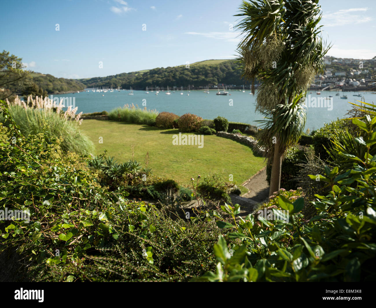 A garden in Fowey overlooking the river Stock Photo - Alamy