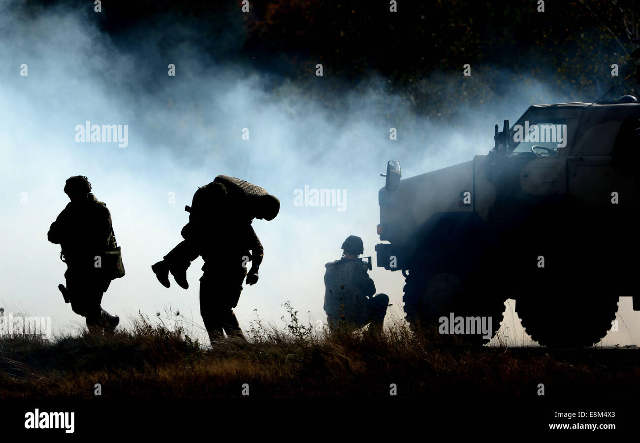 Bergen, Germany. 10th Oct, 2014. German soldiers during the information ...