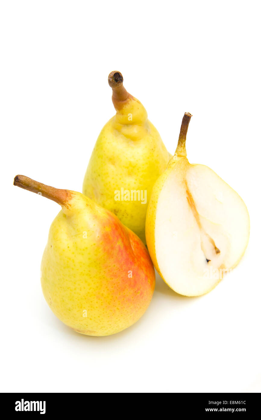 Group of pears on white background Stock Photo - Alamy