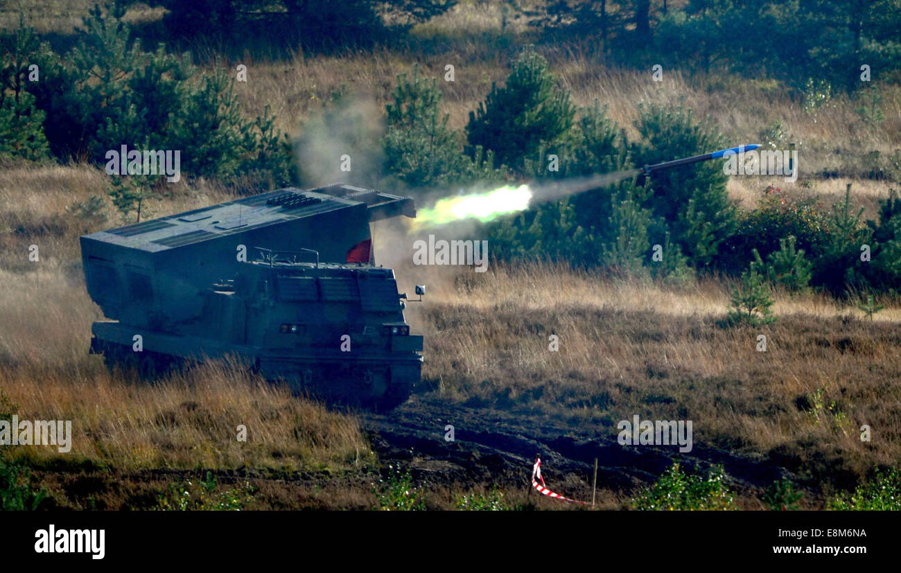 Bergen, Germany. 10th Oct, 2014. Artillery rockets MARS during the ...