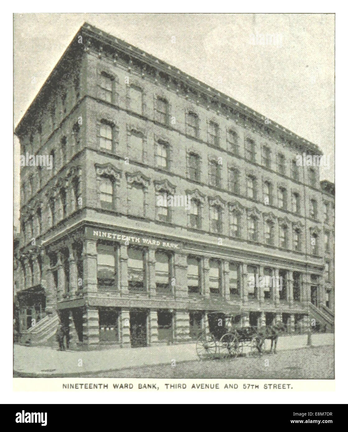 A 1893 illustration showing the Nineteenth Ward Bank located at Third ...