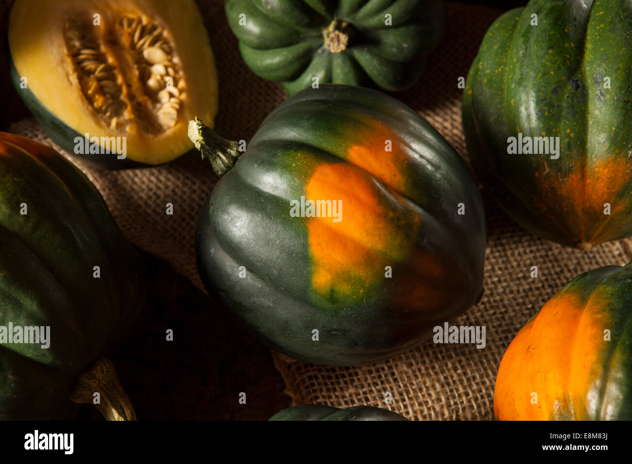 Raw Organic Green and Orange Acorn Squash Stock Photo - Alamy