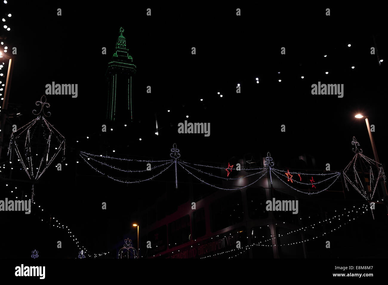 Night view blue LED jewels 'Bling Illuminations' towards green lights ...