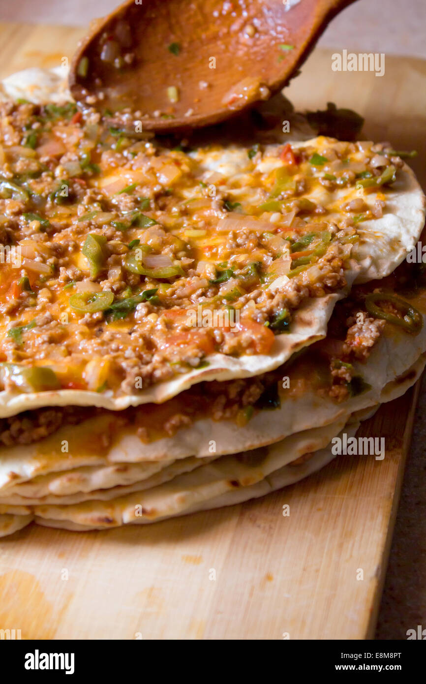 Traditional Turkish food ;Layers of Flat Breads with Ground Meat and ...