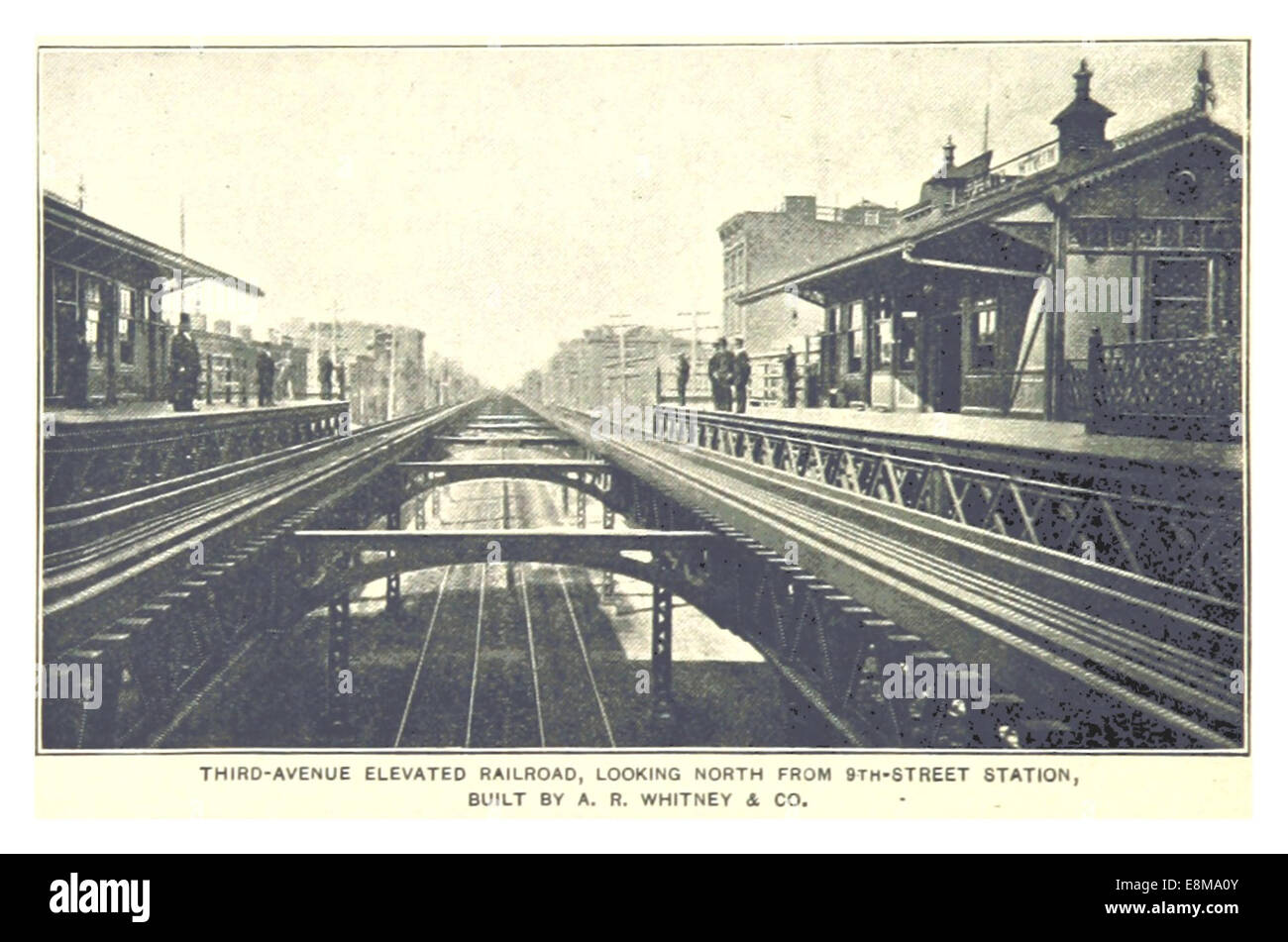 This 1893 illustration by King shows the Third Avenue Elevated Railroad ...