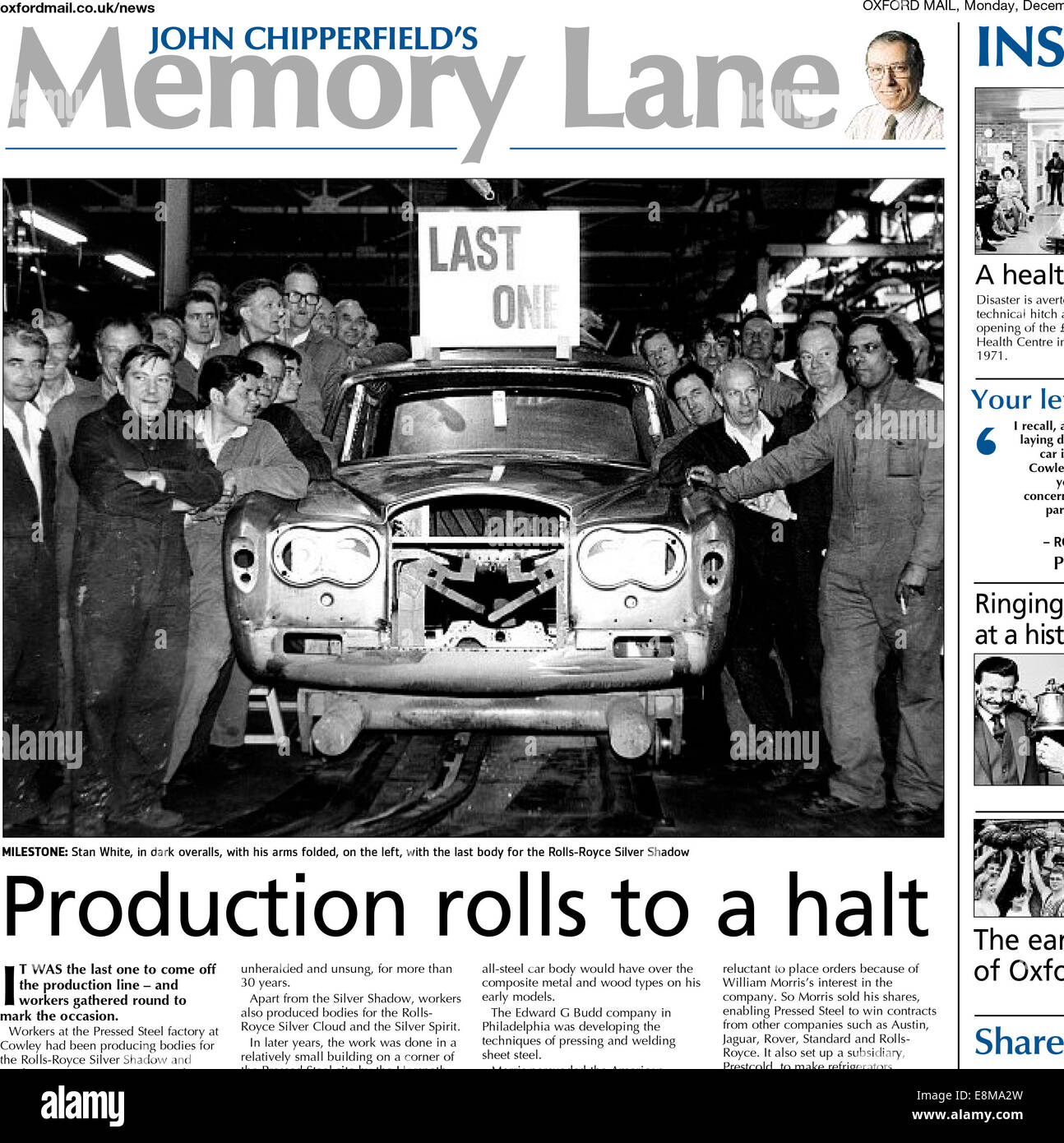 Memory lane 20.10.2014 Workers at Pressed Steel Fisher signal the end ...