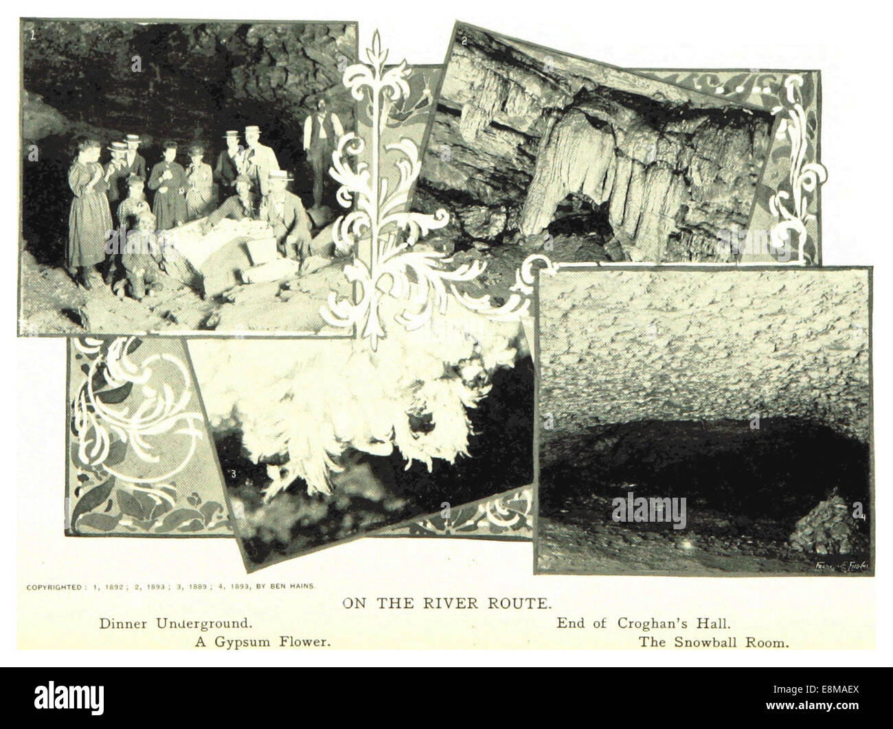 This 1899 illustration from (MC) features scenes from a river route, a ...