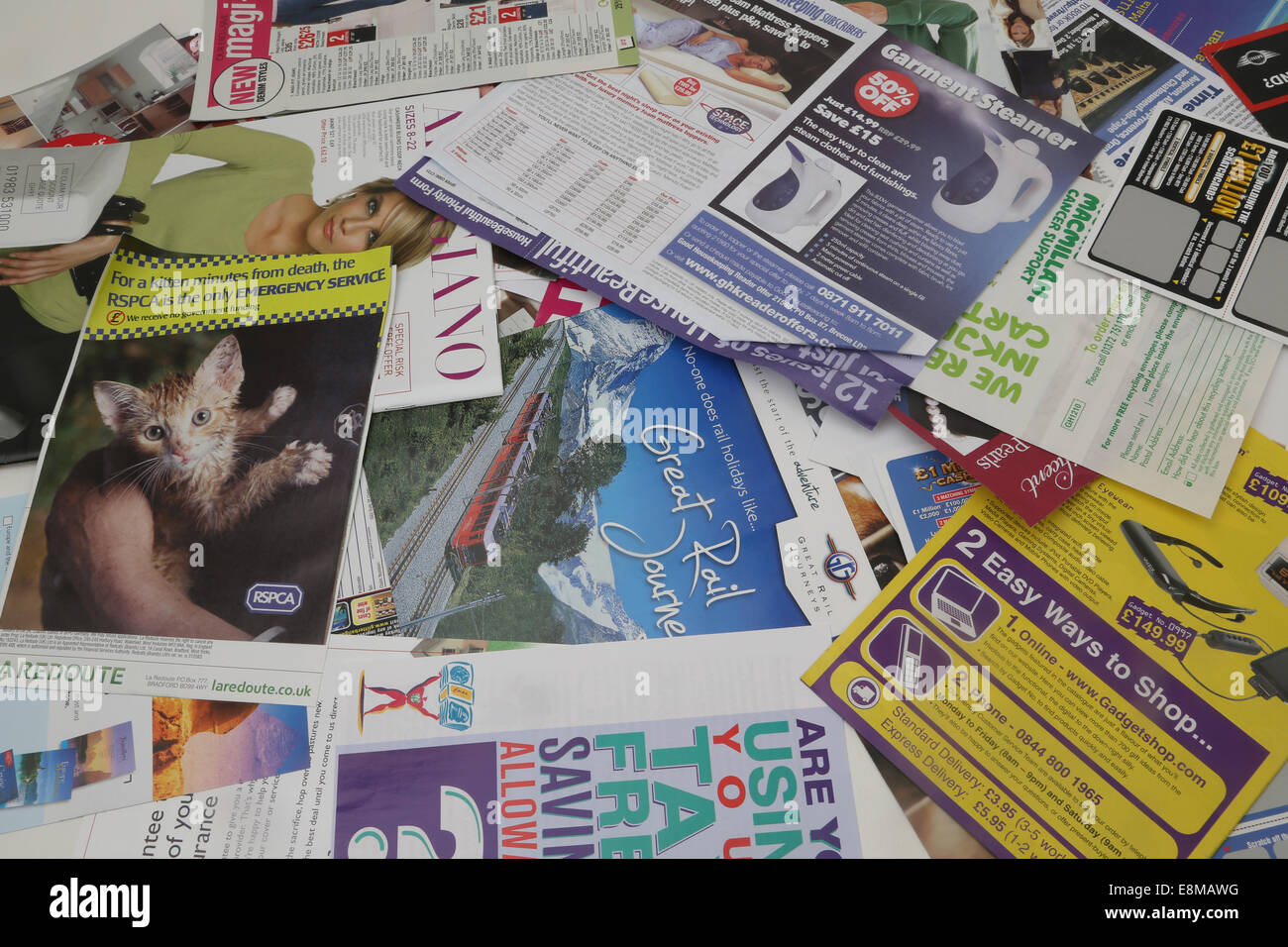 Collection Of Leaflets From Magazines Stock Photo - Alamy