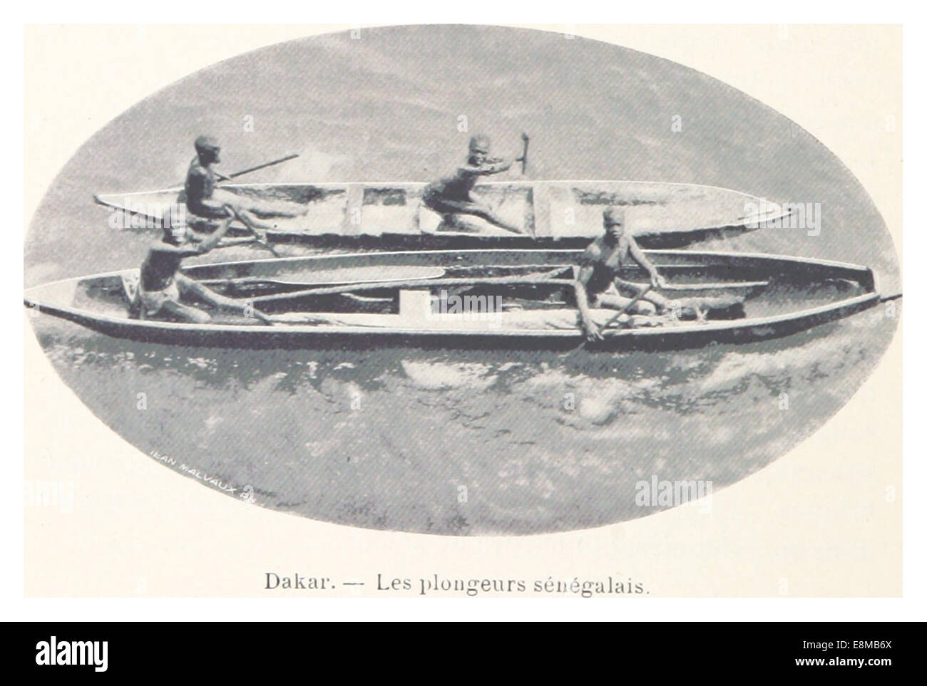 This vintage illustration from Dakar features Senegalese divers ...