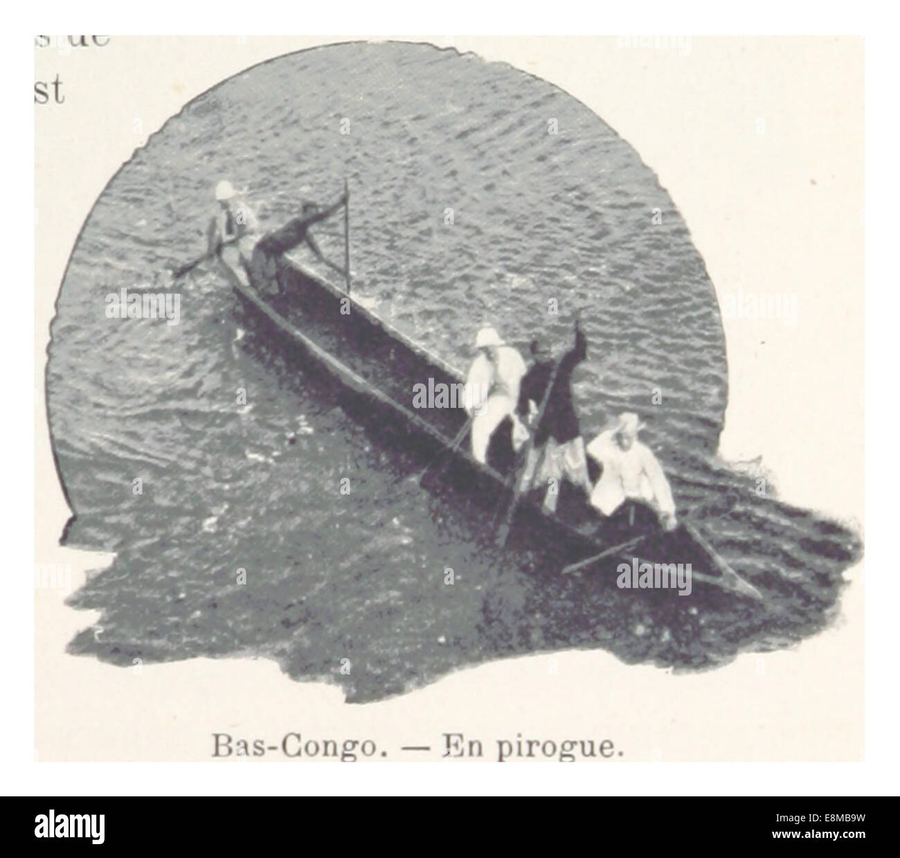 This vintage illustration depicts a scene in Bas-Congo, featuring ...