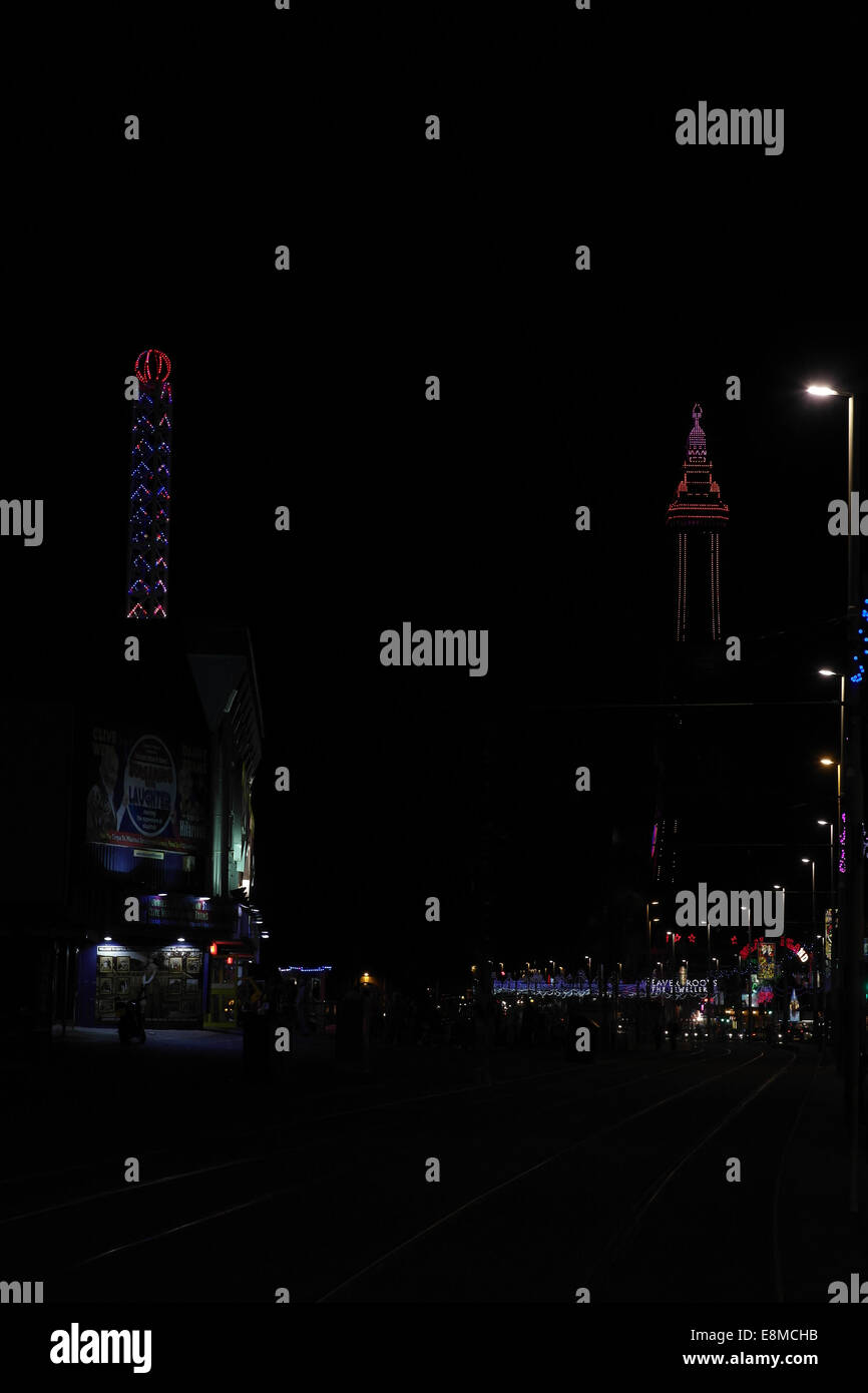 Blackpool tower 1 dark standing rising right mid distance hi-res stock ...