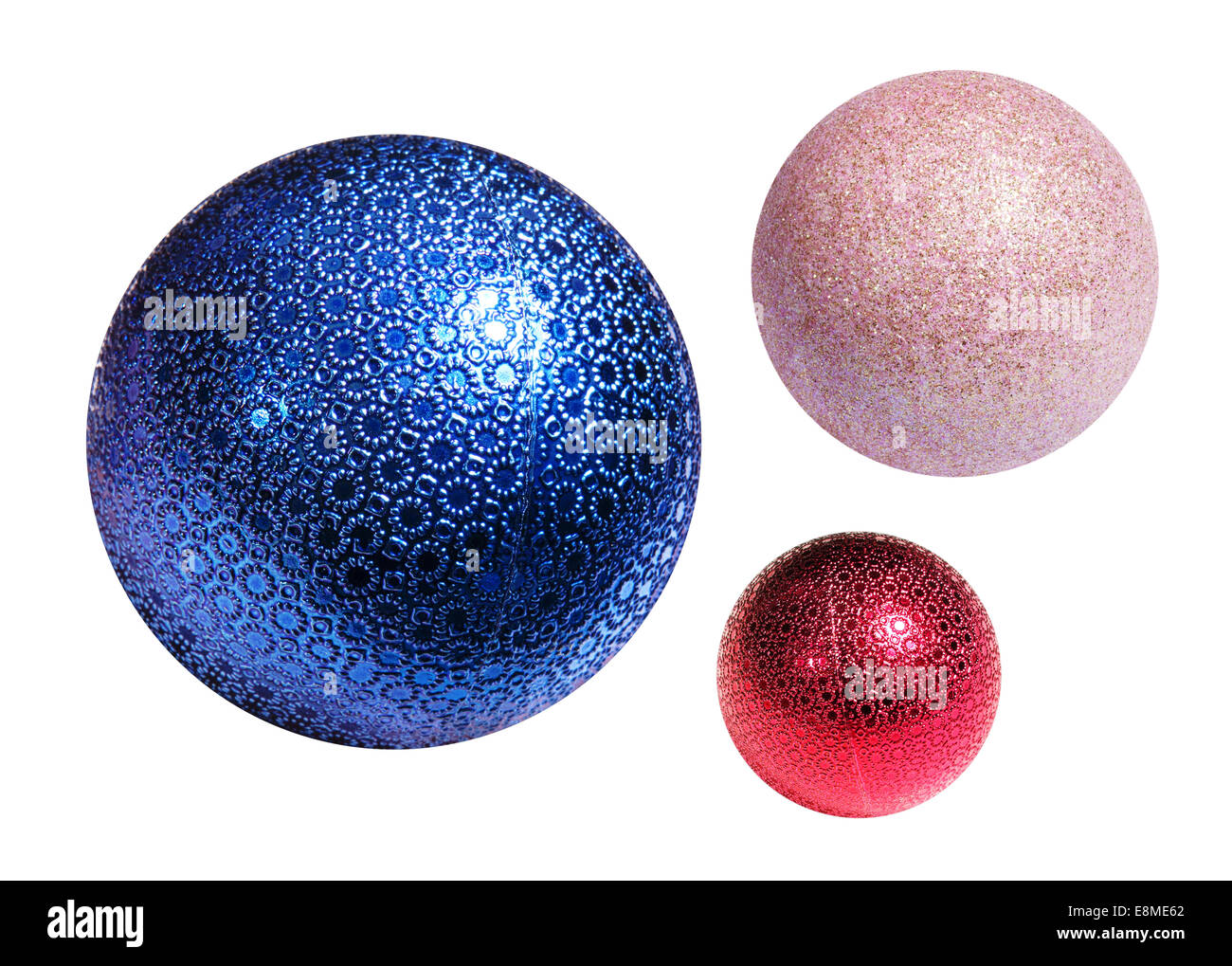 Christmas color spheres with path on white background Stock Photo - Alamy