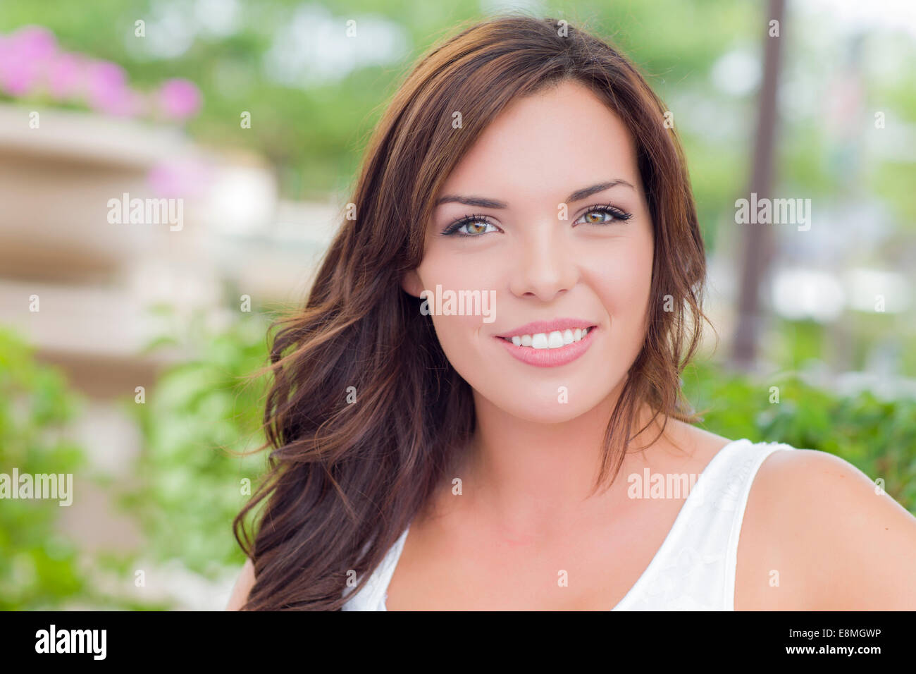 Pretty Mixed Race Girl Portrait Outdoors at the Park Stock Photo - Alamy