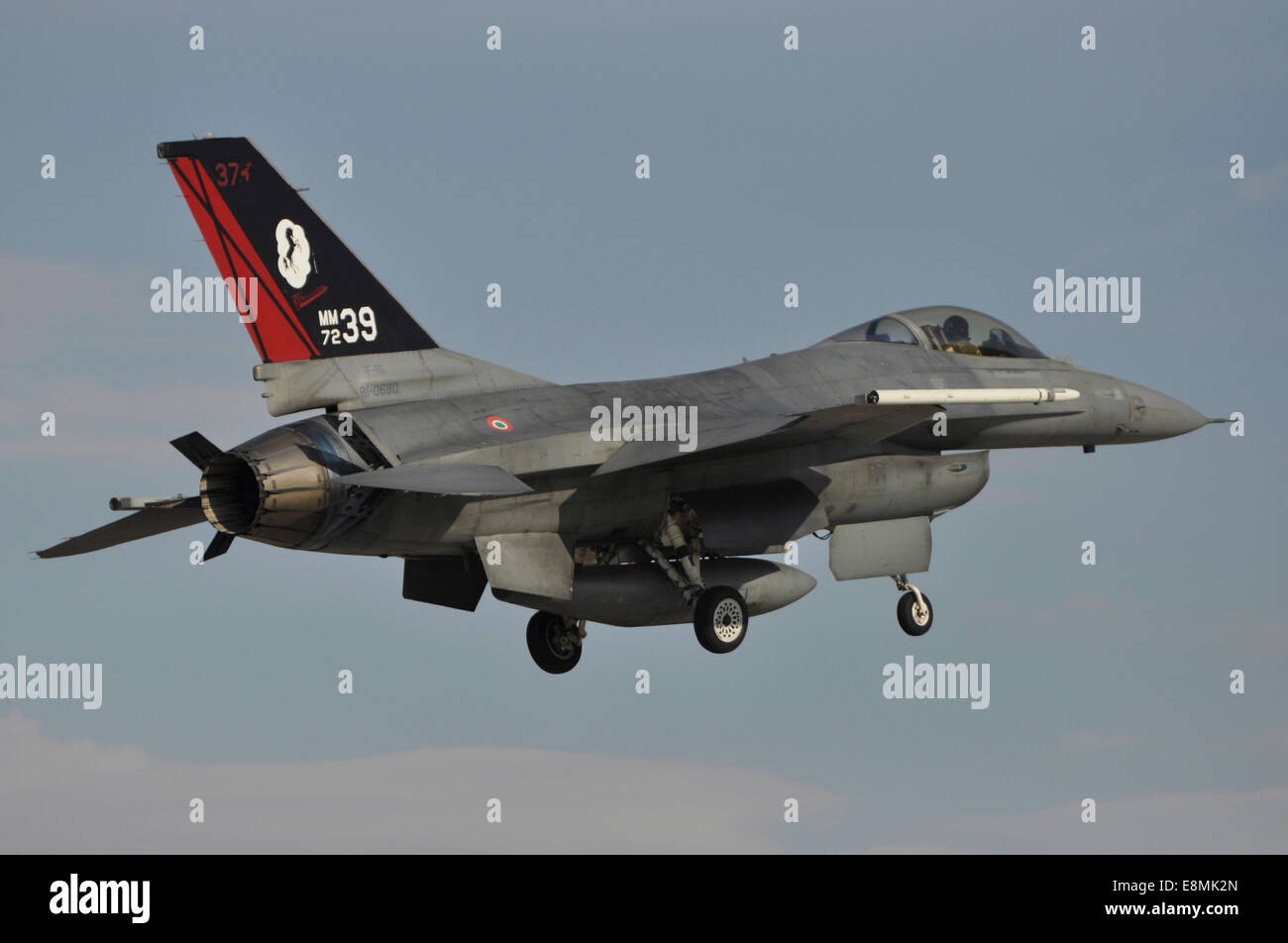 An Italian Air Force F-16 Air Defense Fighter (ADF) with special tail ...