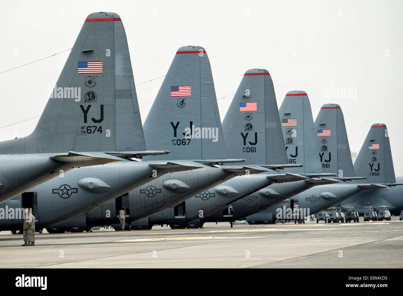 October 22, 2013 - U.S. Air Force C-130 Hercules aircraft sit on the ...