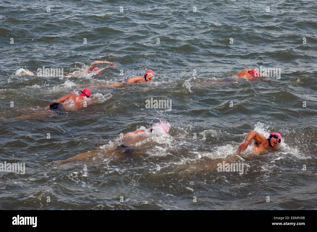Ocean swimmers of the coast of Brighton, Victoria, Australia Stock ...