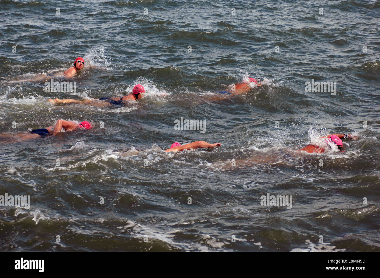 Ocean swimmers of the coast of Brighton, Victoria, Australia Stock ...