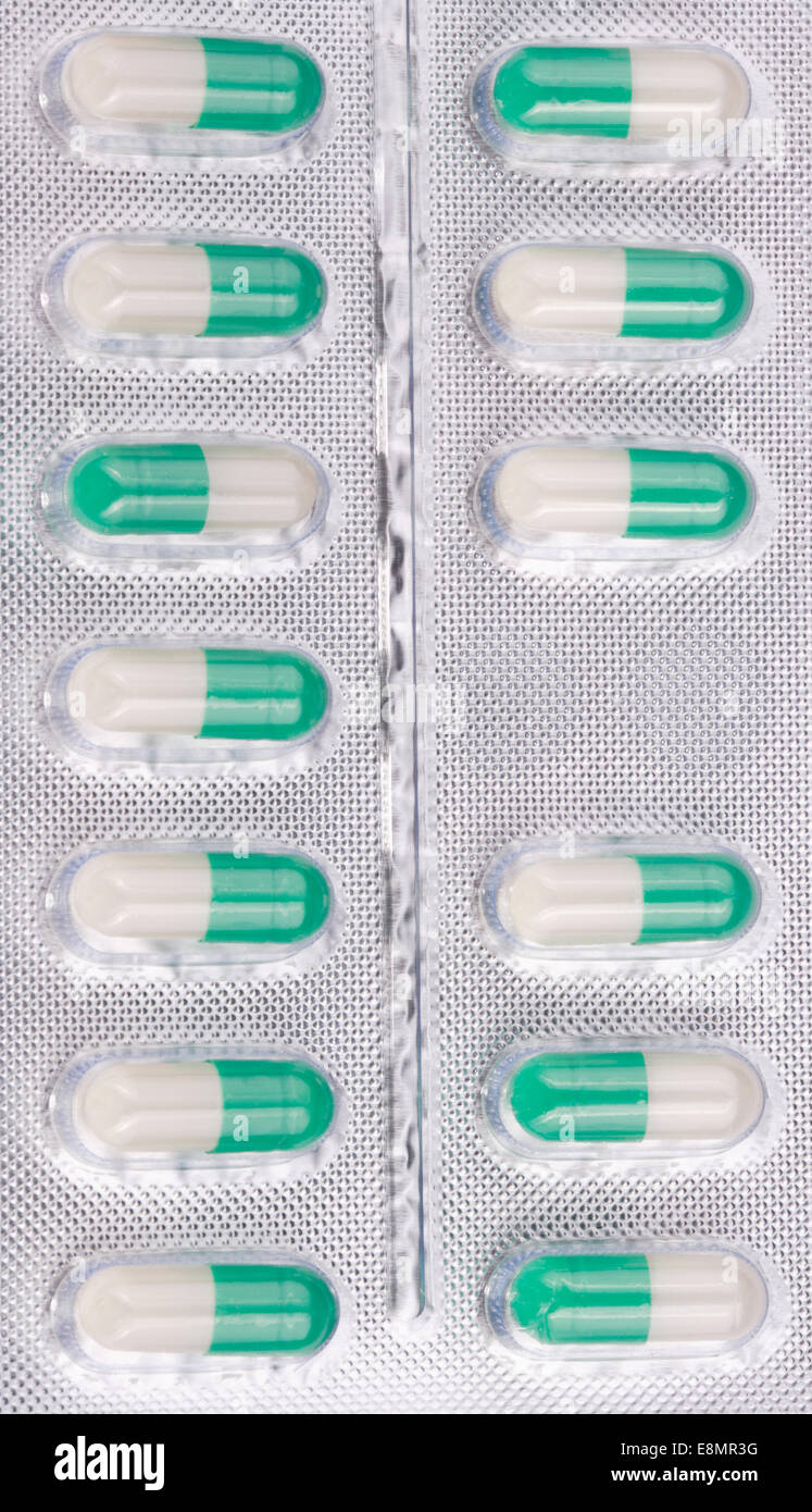 Many Tablets in Blister Isolated Stock Photo - Alamy