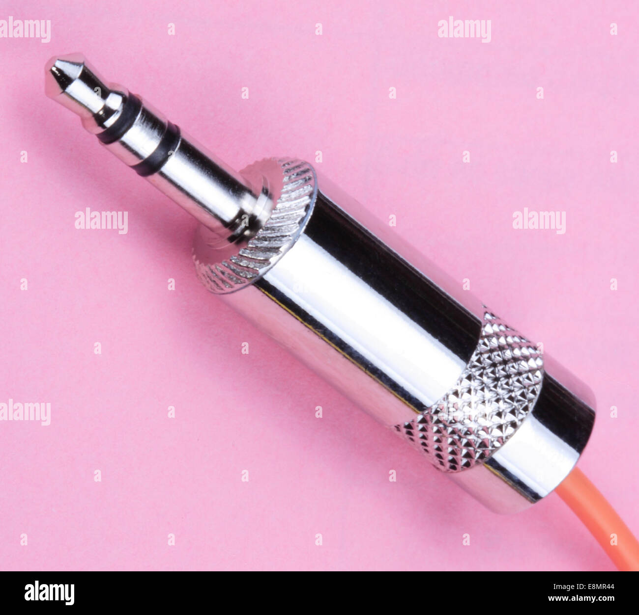 Stereo Male Plug Connector on Pink Background Stock Photo - Alamy
