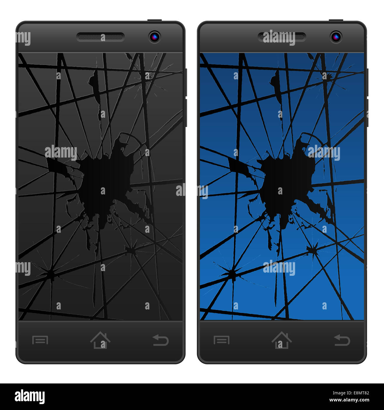 Cracked mobile phone on a white background Stock Photo - Alamy