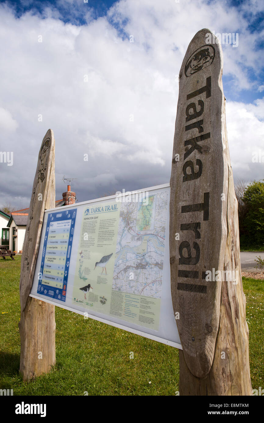 UK, England, Devon, Fremington Quay, Tarka Trail information board ...