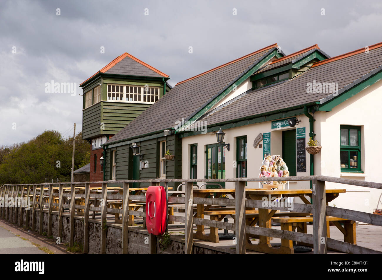 UK, England, Devon, Tarka Trail, old Fremington Quay signal box ...