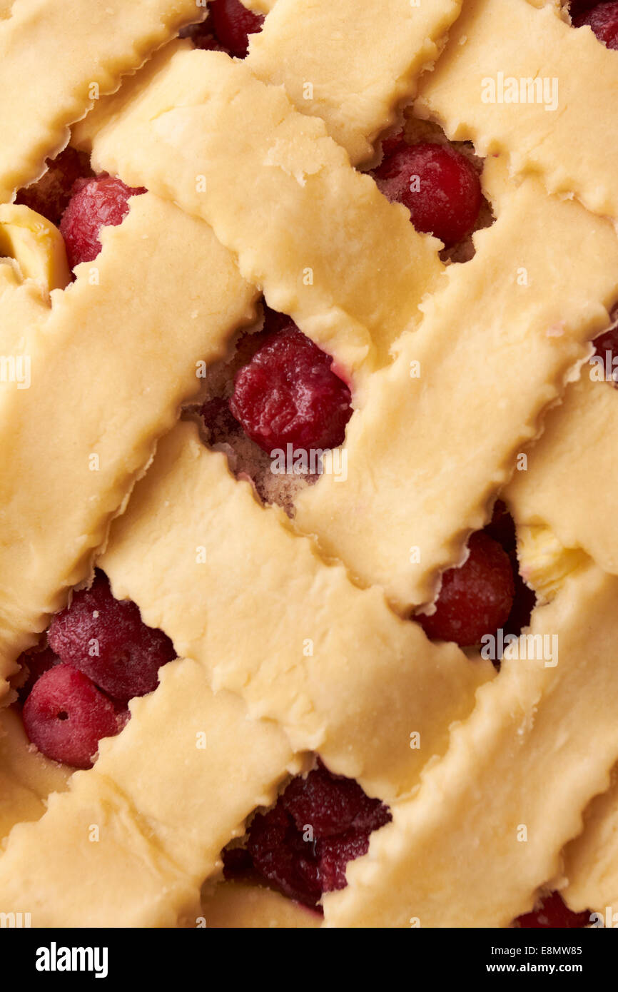 Unbaked Cherry lattice pie Stock Photo - Alamy