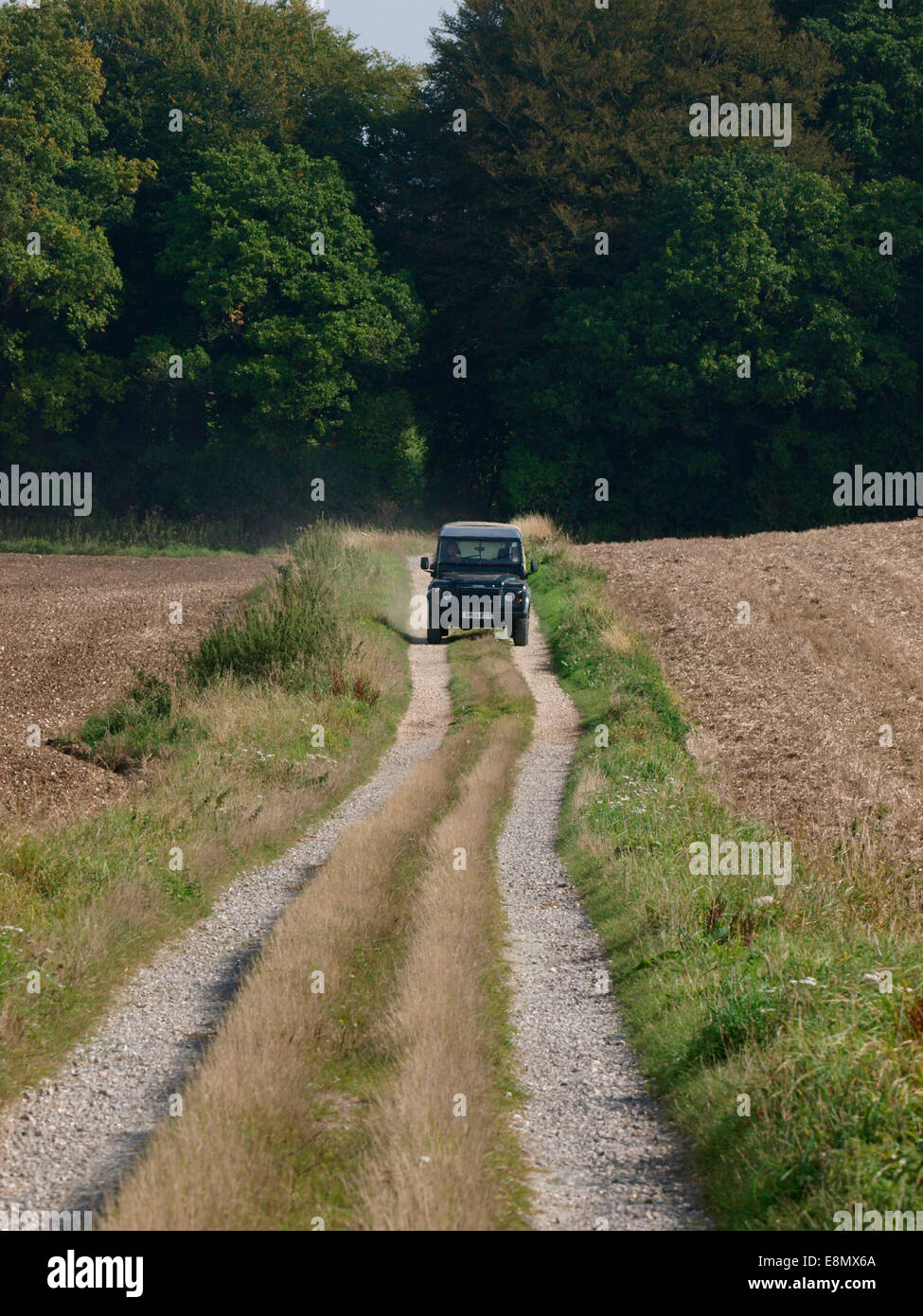 Land-rover on a farm track, Dorset, UK Stock Photo - Alamy