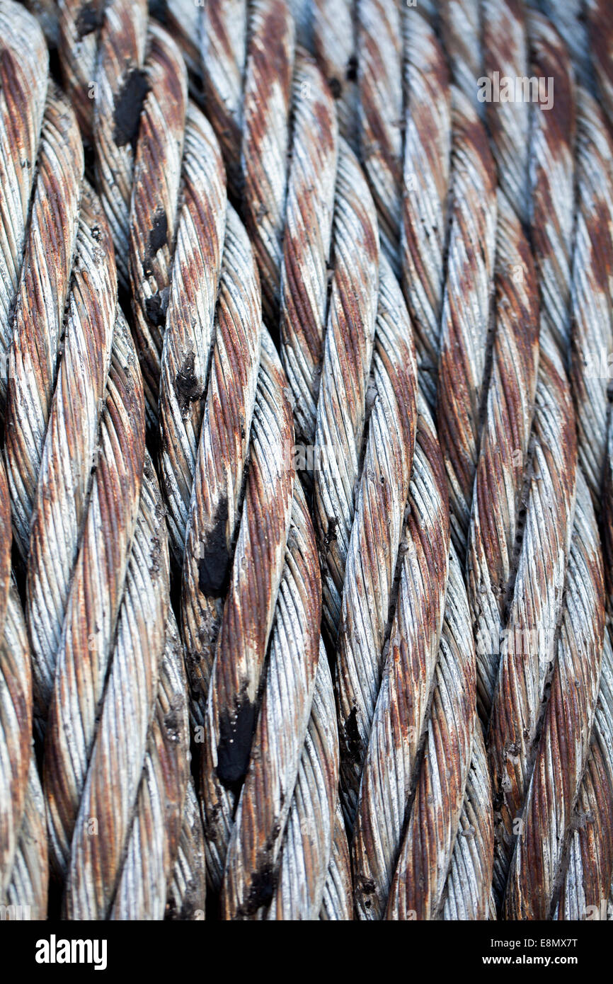 Close-up of old steel cable Stock Photo - Alamy
